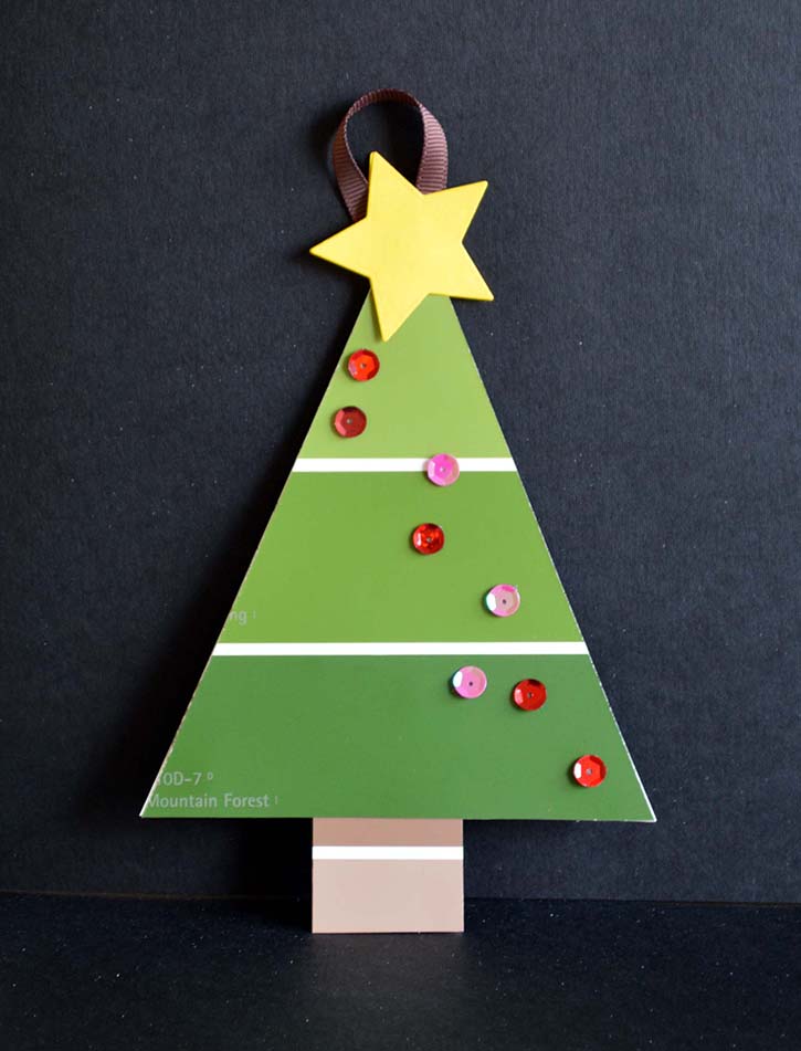 Paint Chip Christmas Tree Ornaments – Glue Dots